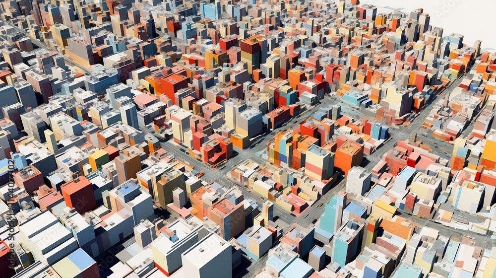 Highly detailed 3D rendering of a digitally modeled urban cityscape ...