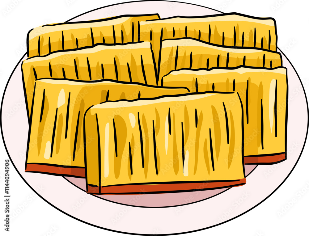 Bika Ambon Indoneisia Traditional Food. Hand drawn traditional food ...