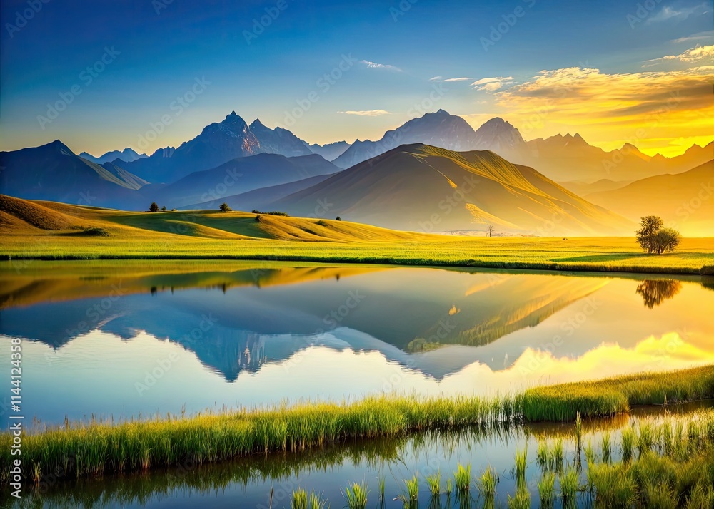 Minimalist landscape ID card design: clean, simple backgrounds for flat ...