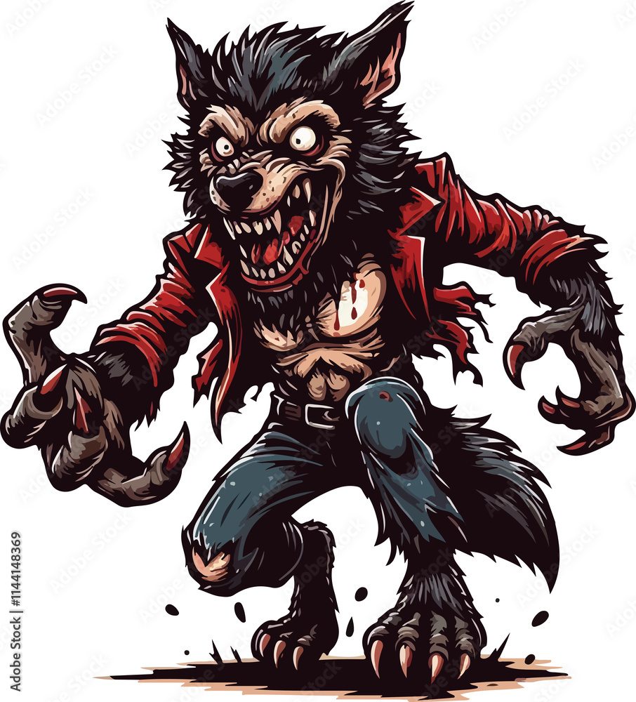 Werewolf Cartoon Character: A fierce and fun cartoon werewolf, ready to ...