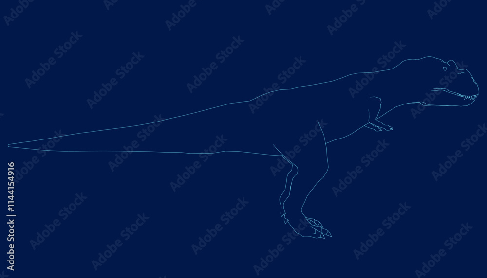 T-rex tyrannosaurus contour. Vector illustration dinosaur outline ...