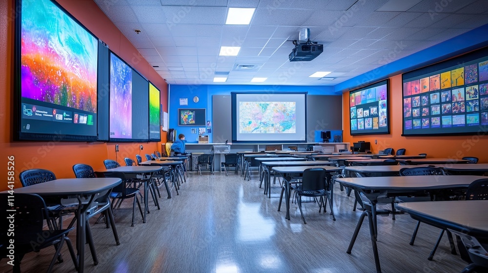 Modern classroom interactive screens tailored educational content ...
