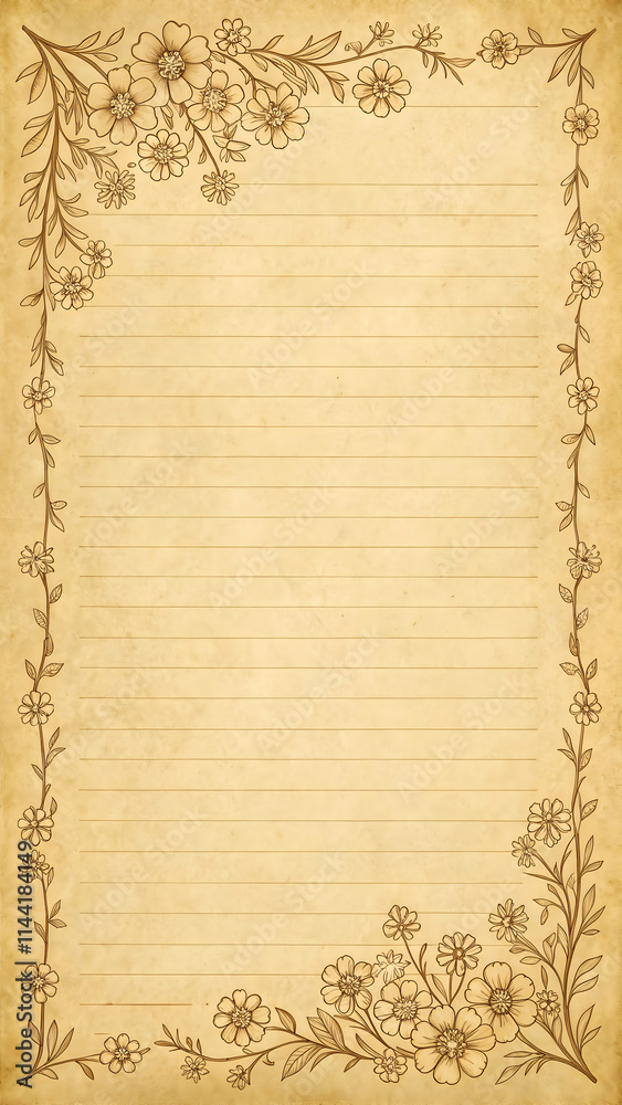 Blank lined vintage paper background, empty old paper, Assignment blank ...
