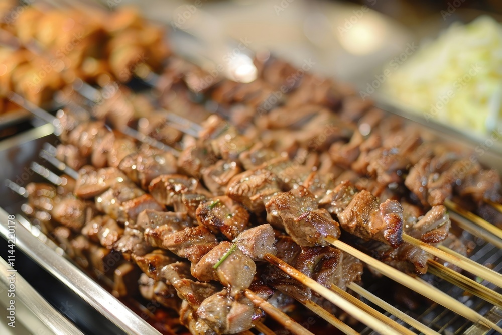 menu of mutton and beef satay served at the feast of Eid al Adha Stock ...