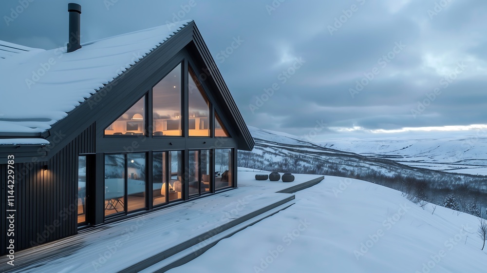Scandinavian-inspired house design with a steep pitched roof, black ...