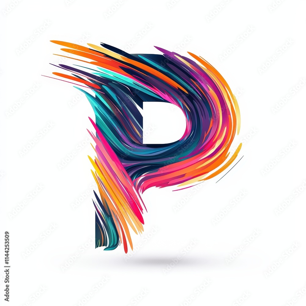 letter P with abstract motion lines icon logo illustration isolated on ...