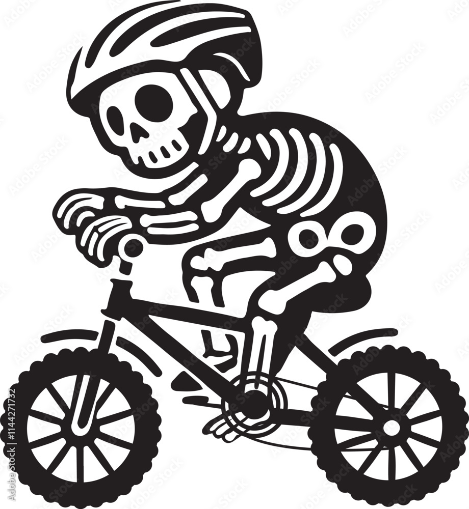 human skeleton riding bicycle vector silhouette isolated on white ...