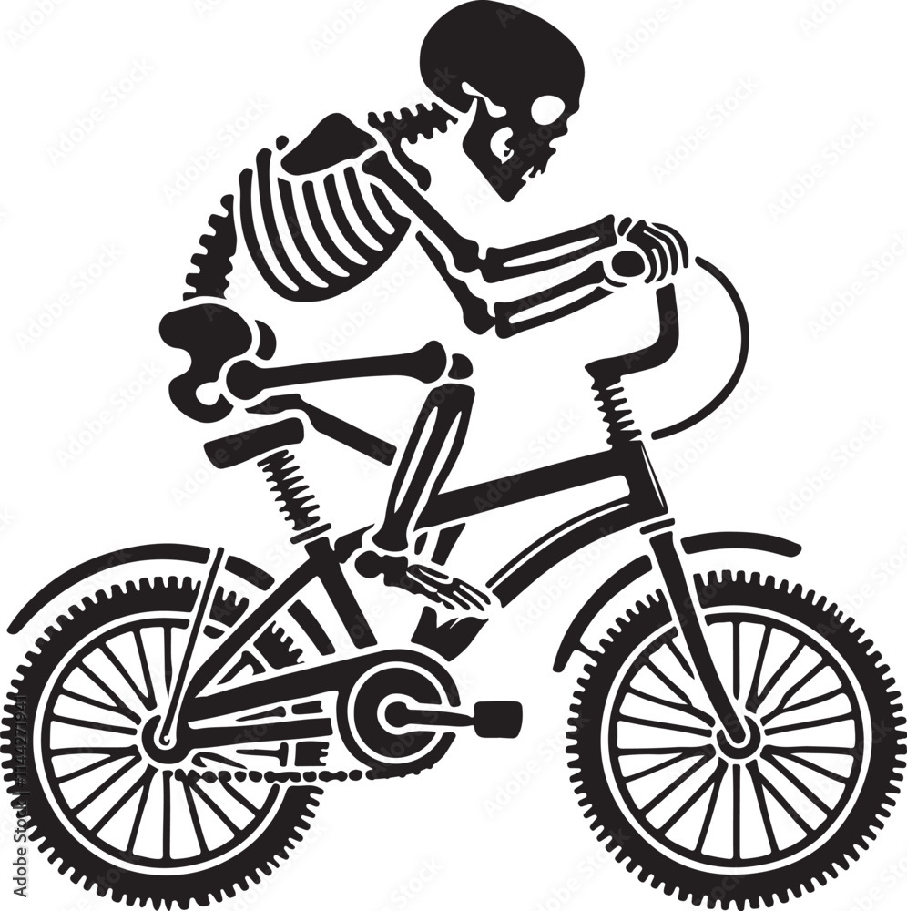 human skeleton riding bicycle vector silhouette isolated on white ...
