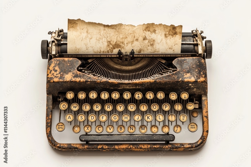 Vintage typewriter with aged paper, showcasing the charm of old writing ...
