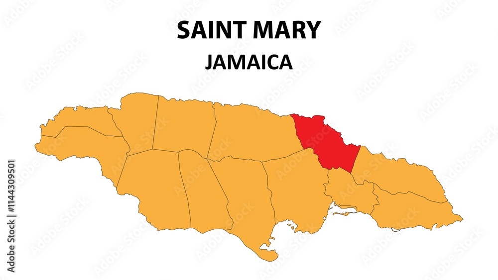 Saint Mary Map is highlighted on the Jamaica map with detailed state ...