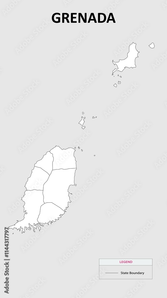 Grenada Map. State map of Grenada. Administrative map of Grenada with ...