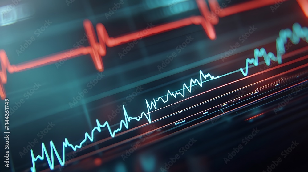 Detailed Perspective of ECG Monitor Graph Lines in Healthcare Settings ...