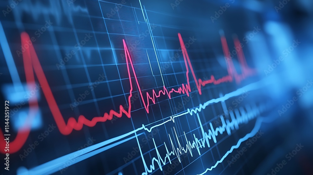 Detailed Perspective of ECG Monitor Graph Lines in Healthcare Settings ...