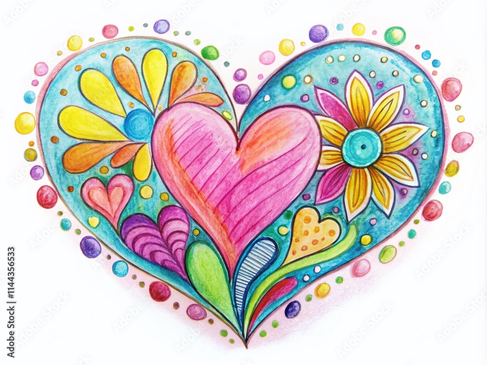 Hand Drawn Heart Design, Cute Heart Illustration, Whimsical Heart Art ...