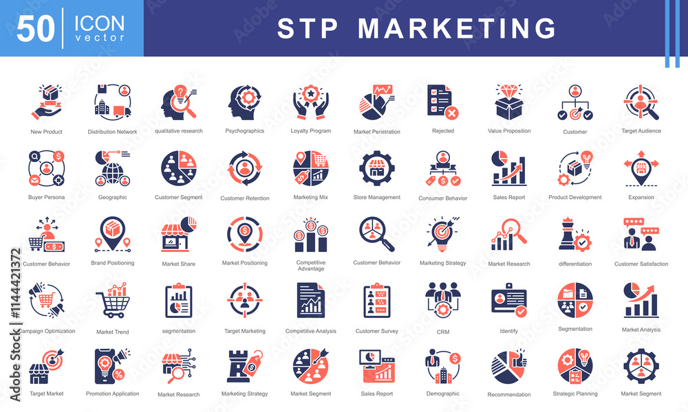 STP marketing icon collection set. Containing target audience, customer ... STP marketing icon collection set. Containing target audience, customer ...