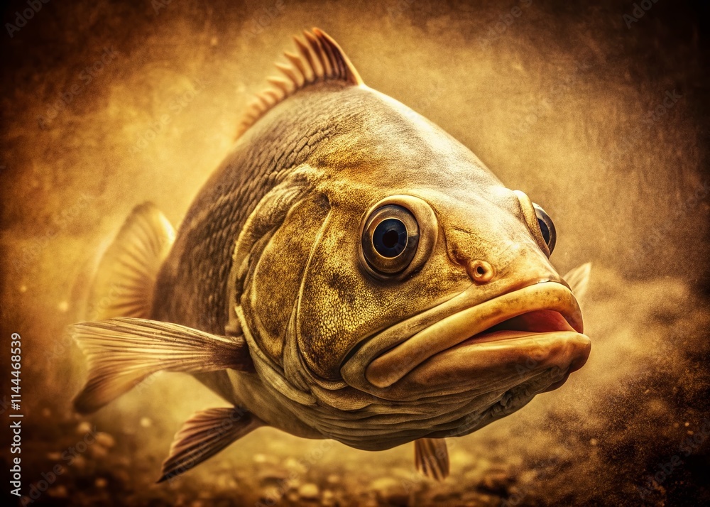 Vintage Fox Face Fish Photo - Retro Aquatic Wildlife Portrait, Old ...