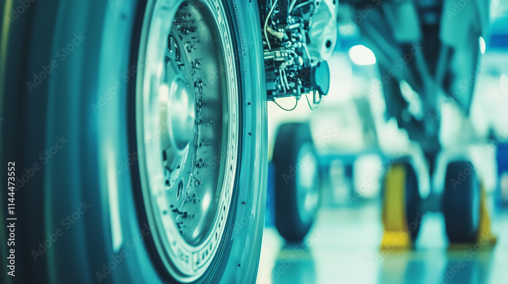 Airplane wheel compartment with mechanical components and hydraulic ...