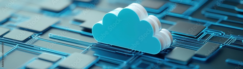 Cloudbased storage for elearning materials, top view, symbolizing ...