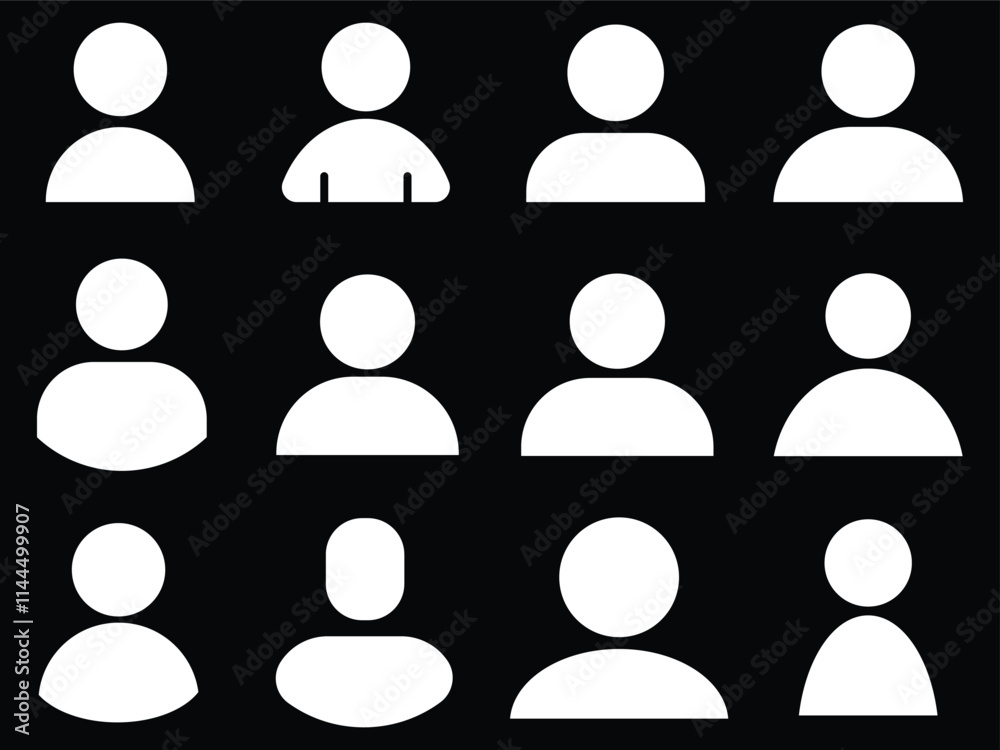 User profile icon set. Profile, people silhouette, person, avatar, sign ...