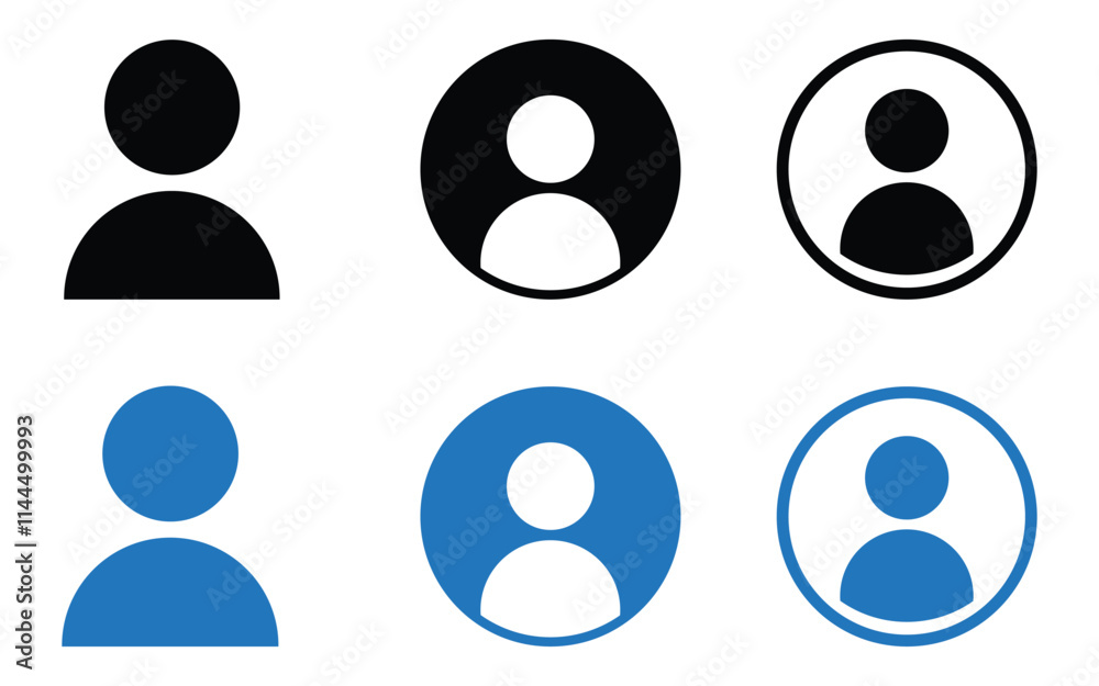 User profile icon set. Profile, people silhouette, person, avatar, sign ...