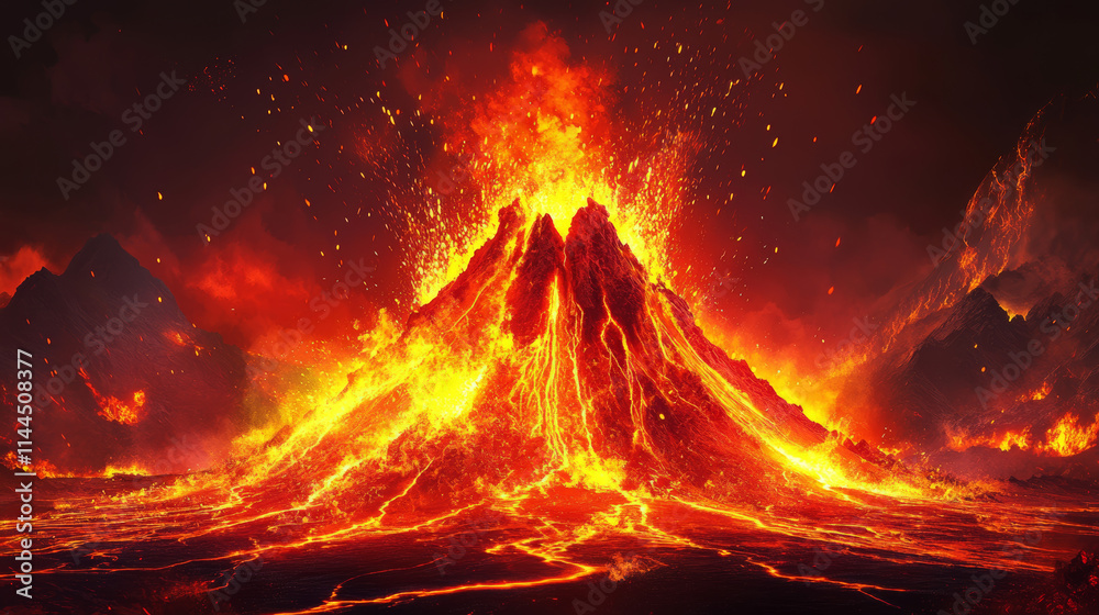Magma and lava fire effect. 2d liquid volcano splash. Magic fx flame ...