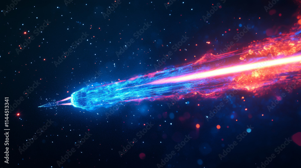 Rocket or comet fire trail and flame vector effect. Jet engine speed ...