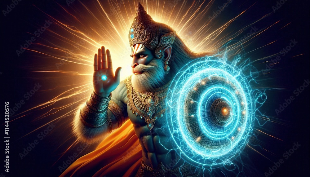 Foto Realstic Hanuman Ji Creating a Shield of Energy, Hanuman ji ...