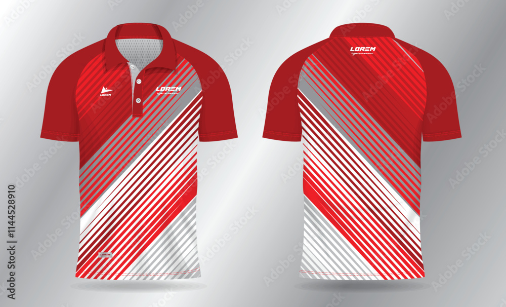 red white sports jersey template for team uniforms and Soccer t shirt ...