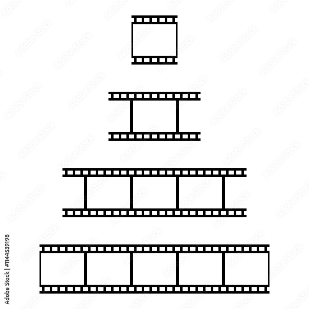 Film reel frame collection in vector. Vector retro monochrome photo or ...