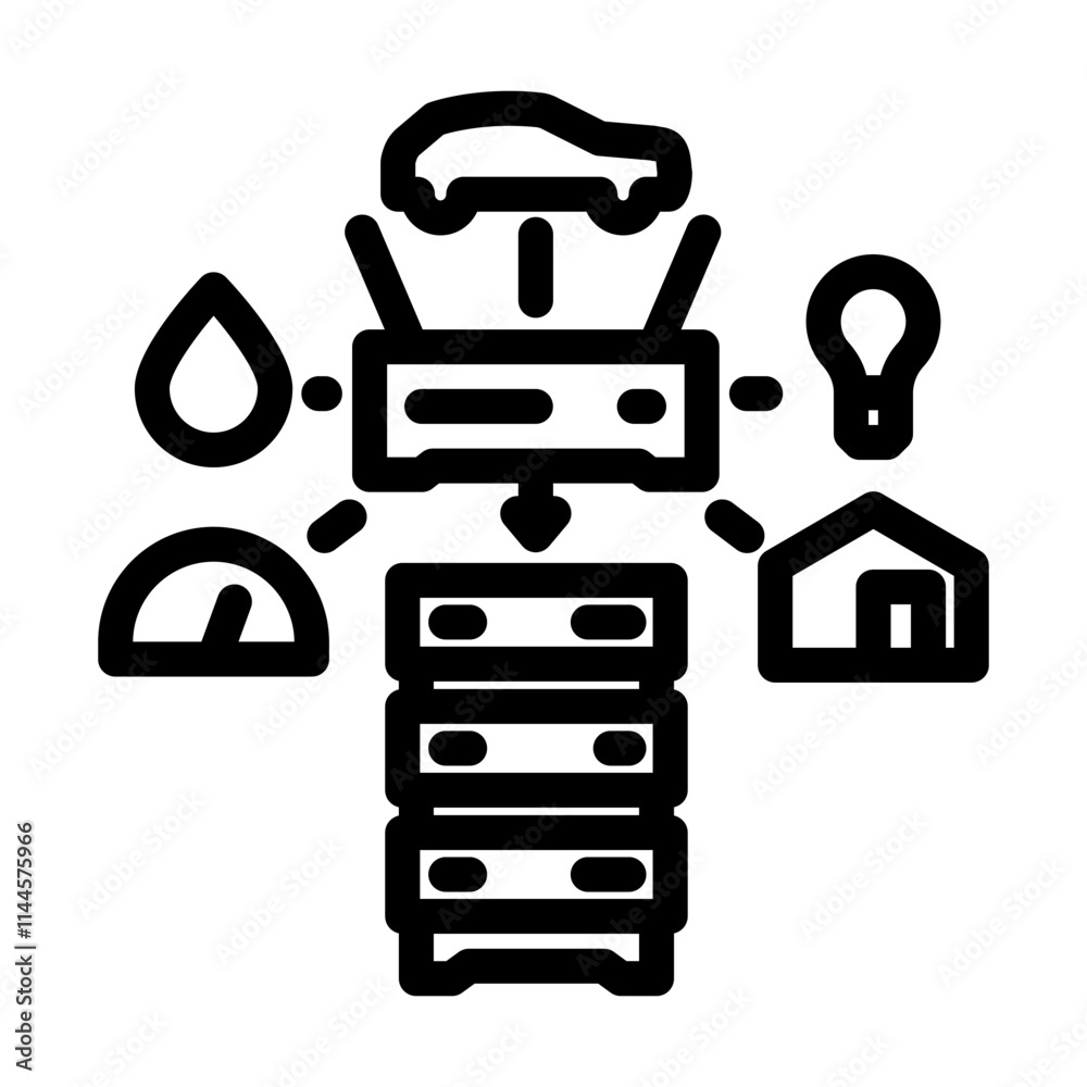 iot gateway data center line icon vector. iot gateway data center sign ...