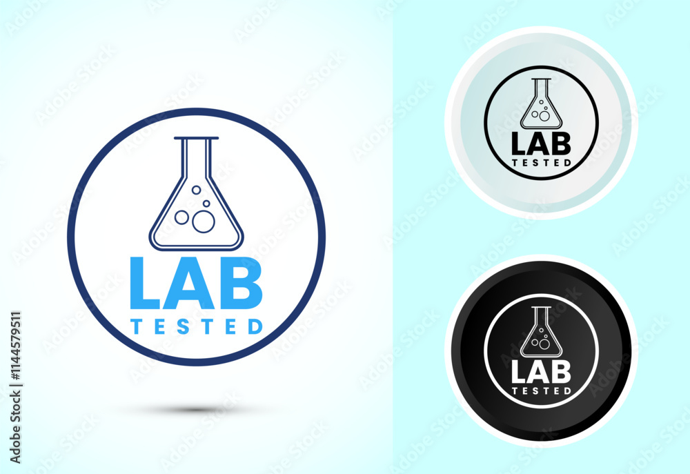 Lab tested icon. Laboratory testing product quality certificate symbol ...