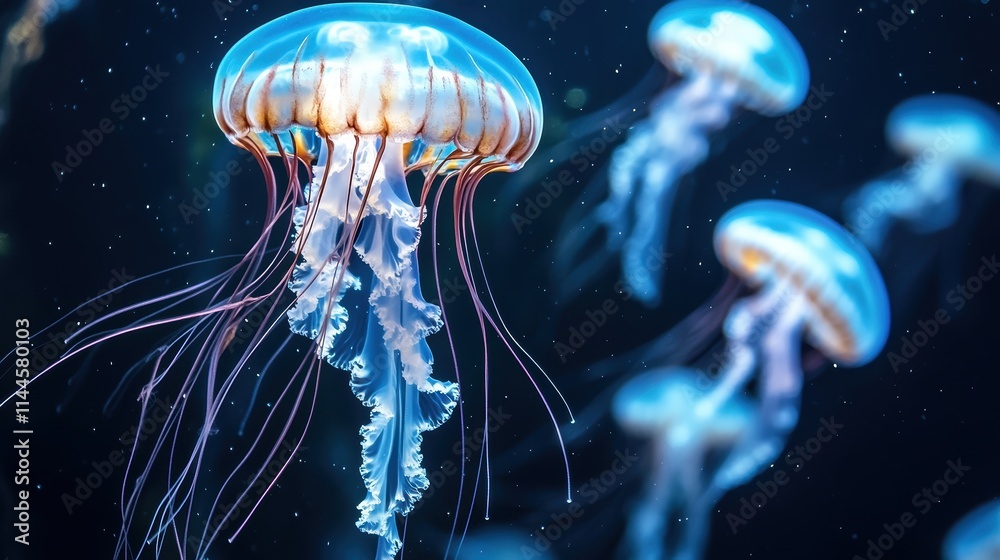 Exploring ethereal jellyfish garden in the deep sea gigapixel high ...