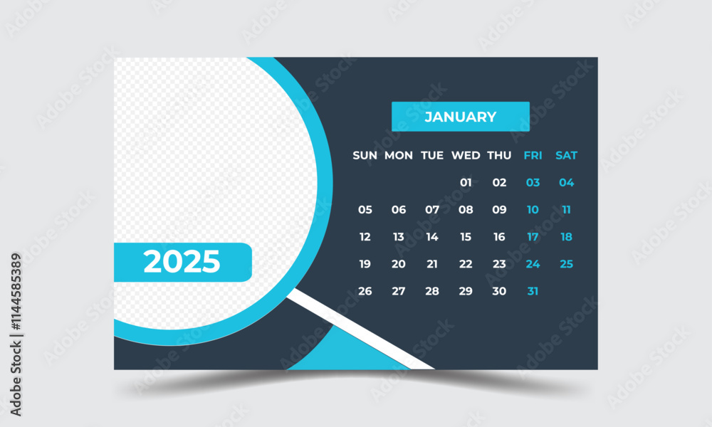 2025 Desk or table calendar template, 2025 Corporate office desk calendar schedule, Week starts ...