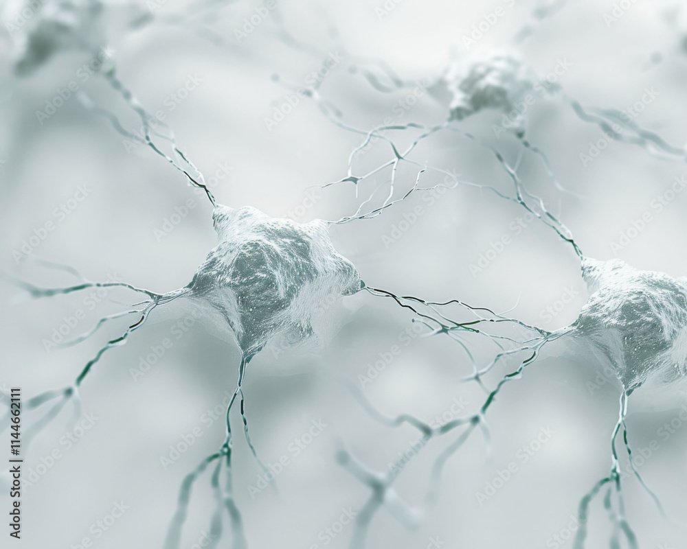 Neurons on white background, showcasing intricate structures and ...