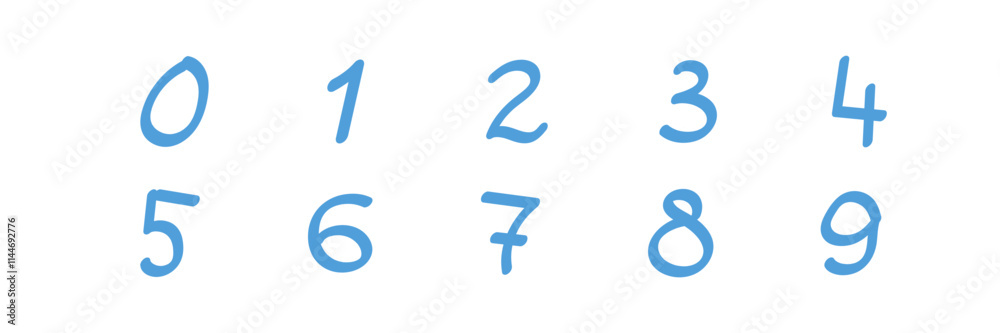 Cartoon numbers. Hand written calligraphic numbers. Mathematics doodle ...