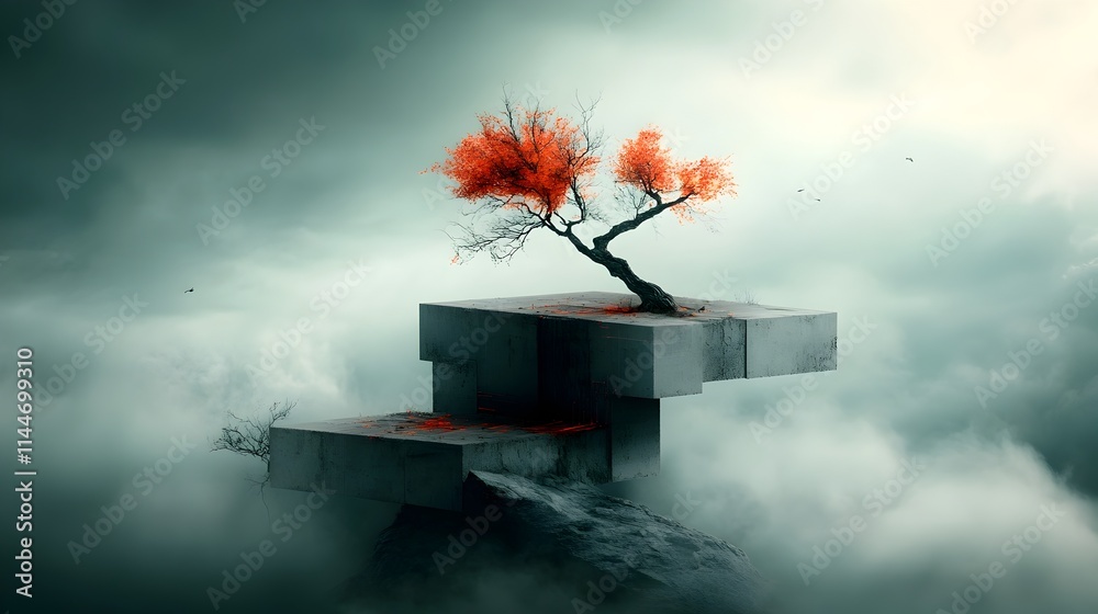 Dystopian digital landscape with decaying structures corrupted data and ...