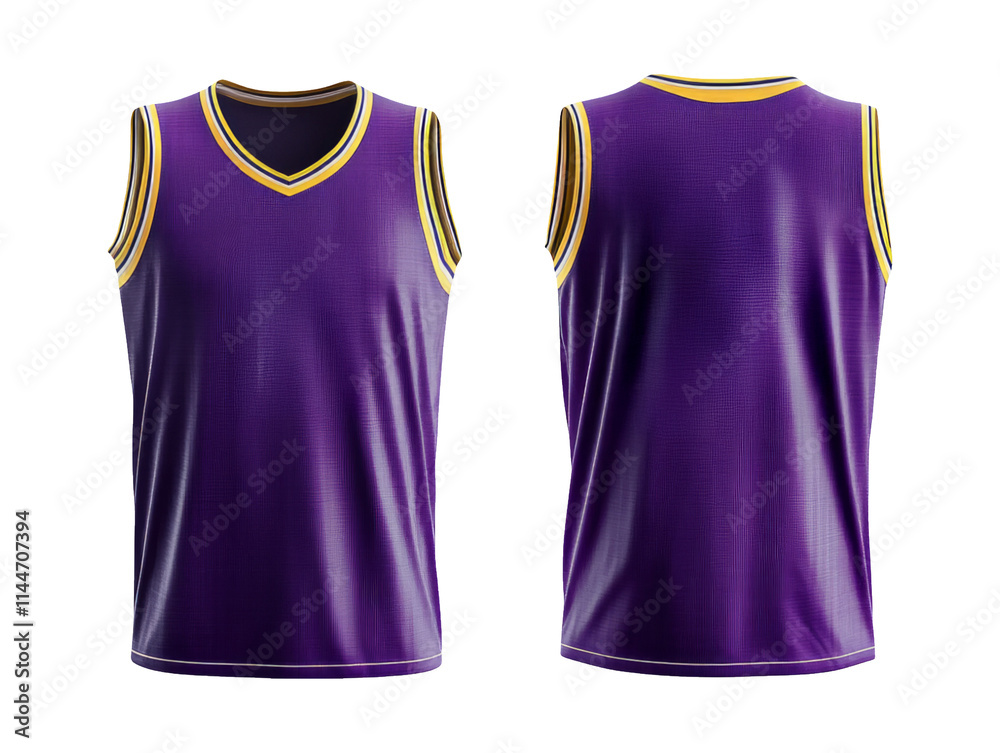 Purple Sports Jersey Front and Back View Isolated on Transparent ...