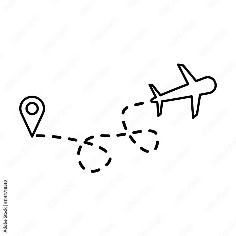 airplane route icon, simple flat style, illustration, logo sign symbol ...