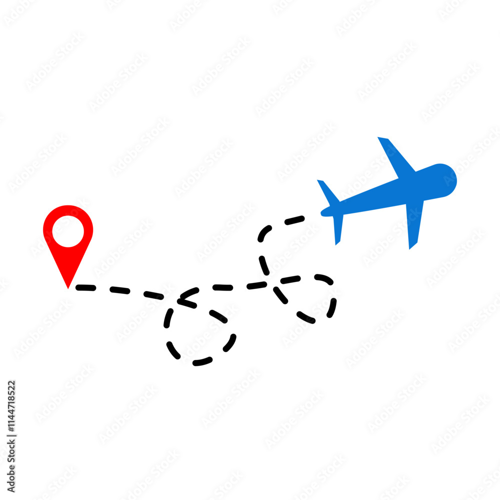 airplane route icon, simple flat style, illustration, logo sign symbol ...