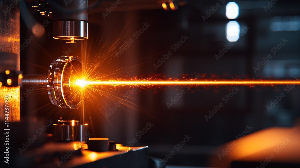 Glowing gamma ray symbol with radiant high-energy beam piercing through ...