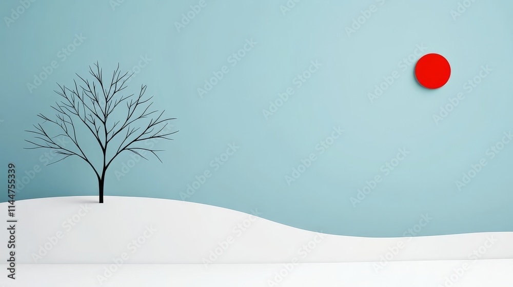 Ilustración de Stock Minimalist Winter Solstice Scene - Simple winter ...