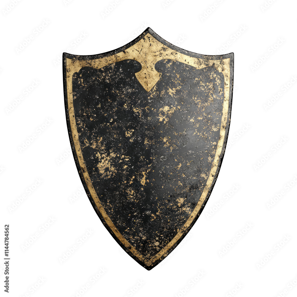 Ancient Weathered Shield Black and Gold Medieval Protection Symbol ...