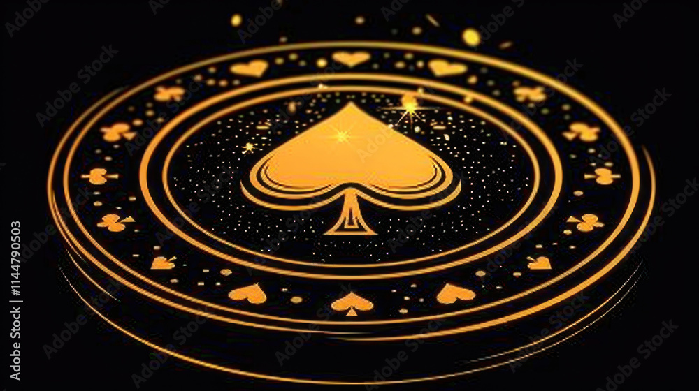 Vectorial illustration logo of poker token falling in black and yellow ...