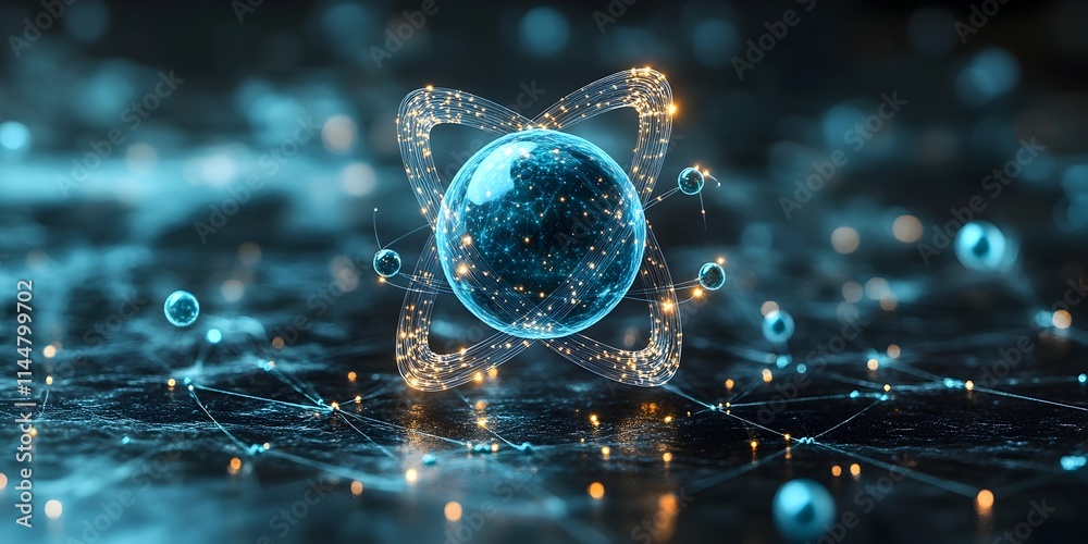 Ilustración de Stock Exploded 3D render of a technetium atom ...