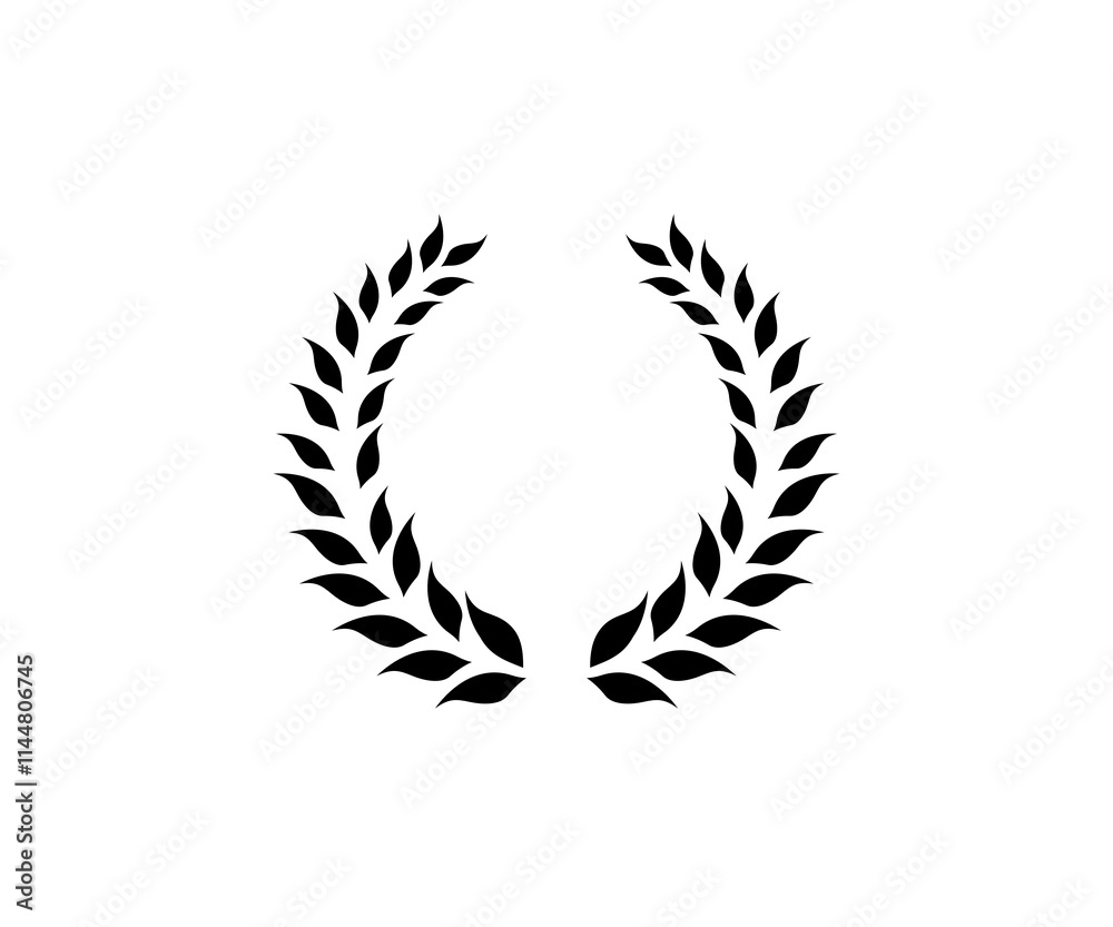 Laurel wreath award icon. Heraldic trophy crest, Greek and Roman olive ...