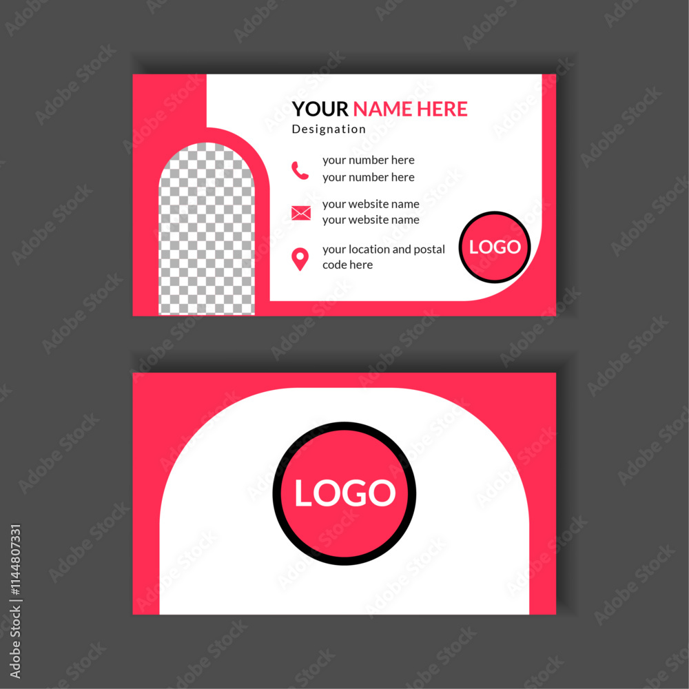 Double-sided creative business card template. Portrait and landscape ...
