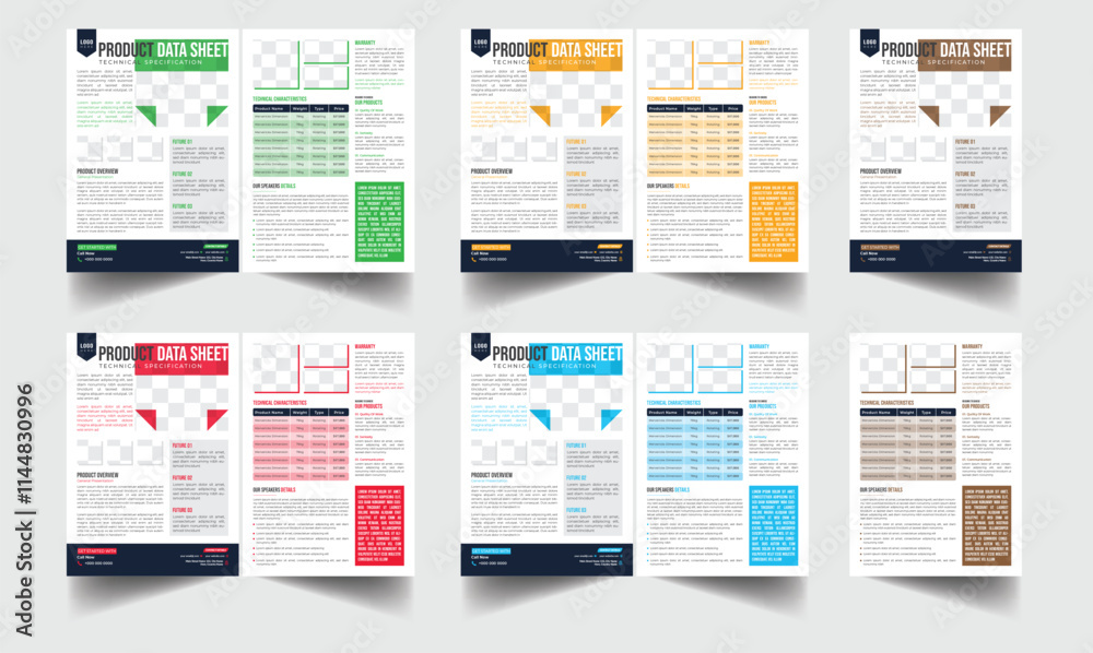 Technical Data Sheet layout template. Product Catalogue & modern a4 ...