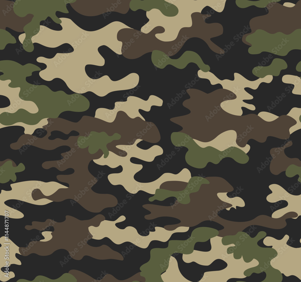 Seamless army camouflage pattern, classic military background texture ...
