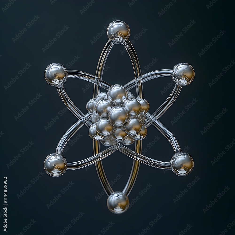 Technetium Atom Model Highlighting Its Internal Subshells Orbitals and ...