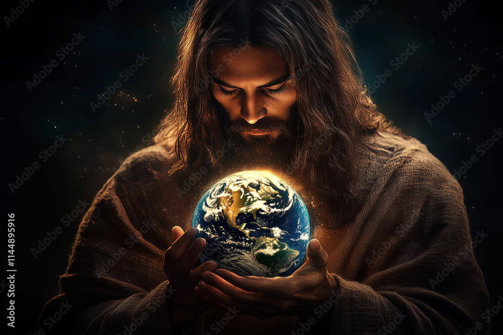 Planet Earth in God's Hands, Concept of World Creation Stock Photo ...